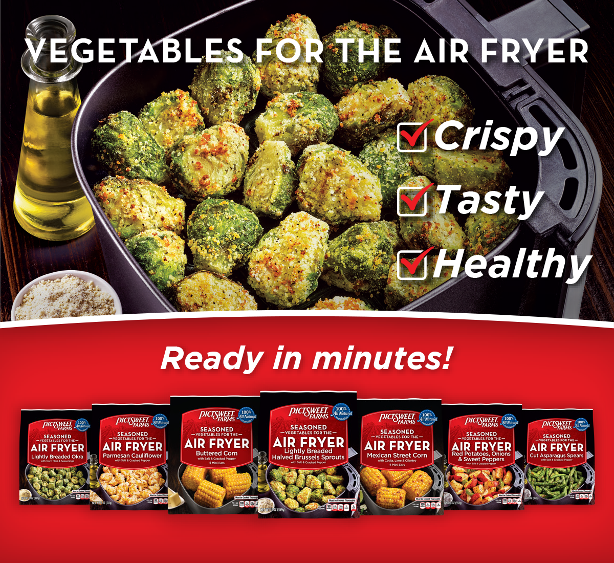 Seasoned Lightly Breaded Halved Brussels Sprouts with Salt & Cracked ...
